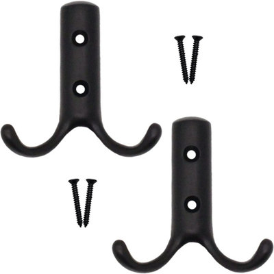 AFIT Black Double Twin Robe Hook Coat Hook Modern - 70mm - Pack of 2 ...