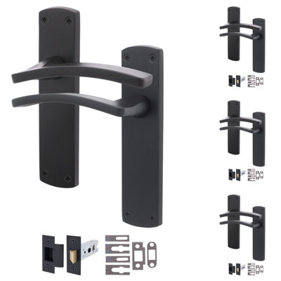 AFIT Black Fire Door Handle and Latch Set, Matt Black Internal Fire ...