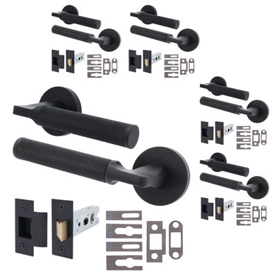 AFIT Black Fire Door Handle and Latch Set, Matt Black Internal Fire ...