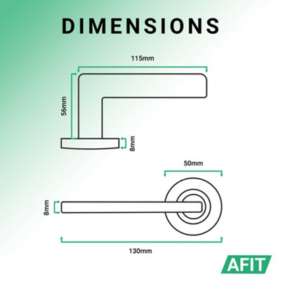 AFIT Black Fire Door Handle Bathroom Set, Matt Black Internal Fire ...