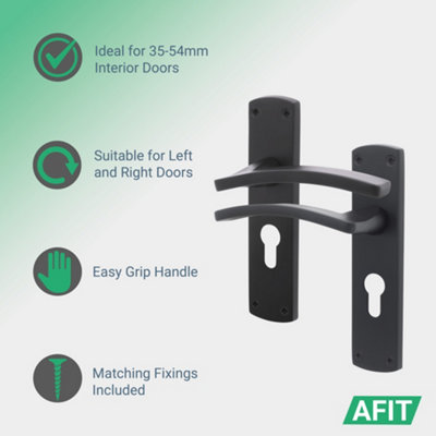 AFIT Black Fire Door Handle Euro Lock and Thumbturn Cylinder Set ...