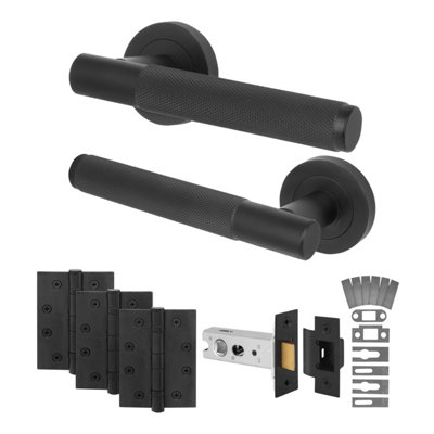 AFIT Black Fire Door Handle Latch Set Matt Black Internal Fire Rated ...
