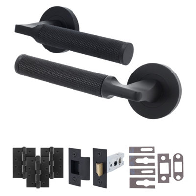 AFIT Black Fire Door Handle Latch Set Matt Black Internal Fire Rated ...