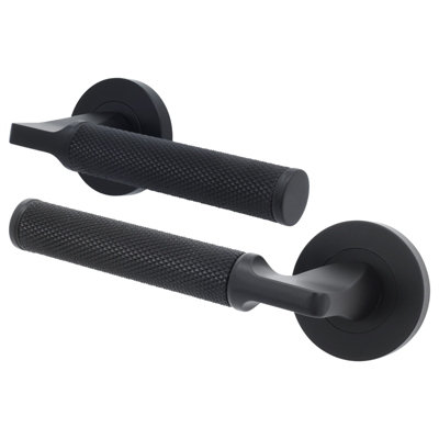 AFIT Black Fire Door Handle Matt Black Internal Lever on Rose Fire ...