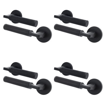 AFIT Black Fire Door Handle Matt Black Internal Lever on Rose Fire ...