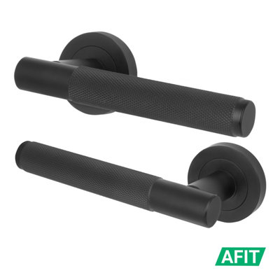 AFIT Black Fire Door Handle Matt Black Internal Lever on Rose Fire ...
