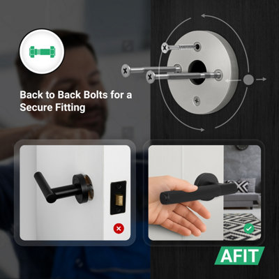 AFIT Black Fire Door Handle Matt Black Internal Lever on Rose Fire ...