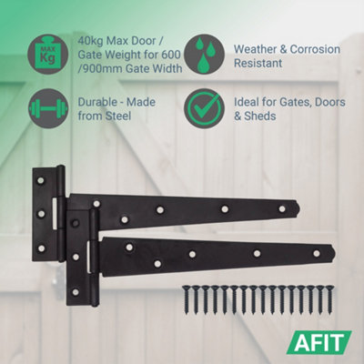 AFIT Black Gate Tee Hinges - 300mm / 12 Inch Extra Heavy Duty T Hinges ...