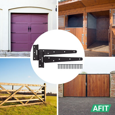 AFIT Black Gate Tee Hinges - 300mm / 12 Inch Heavy Duty T Hinges for ...