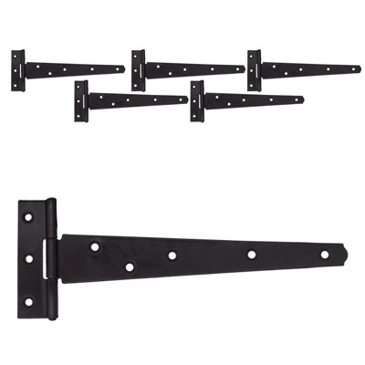 AFIT BLACK GATE TEE HINGES - 400MM / 16 INCH EXTRA HEAVY DUTY T HINGES ...
