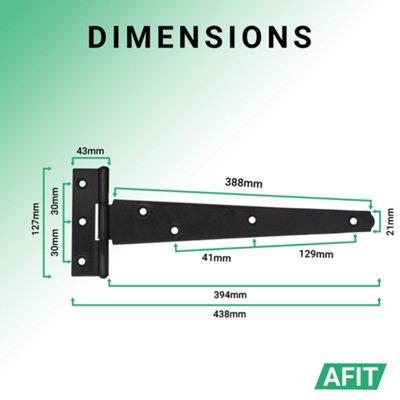 AFIT Black Gate Tee Hinges - 400mm / 16 Inch Heavy Duty T Hinges for ...