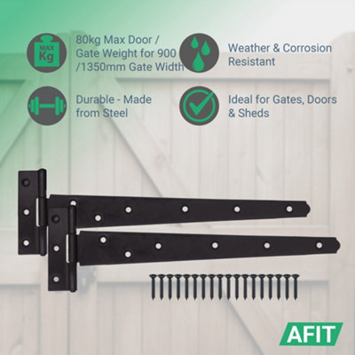 AFIT Black Gate Tee Hinges - 450mm / 18 Inch Extra Heavy Duty T Hinges ...