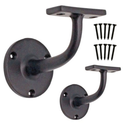 AFIT Black Heavy Pattern Handrail Bracket - 63mm / 2.5 Inch - Pack of 2