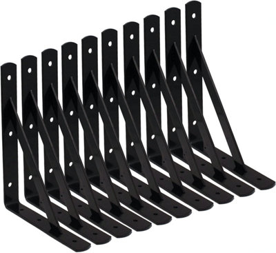 AFIT BLACK HEAVY SHELF BRACKETS PACK OF 10 250X300X30X4MM WITH ...