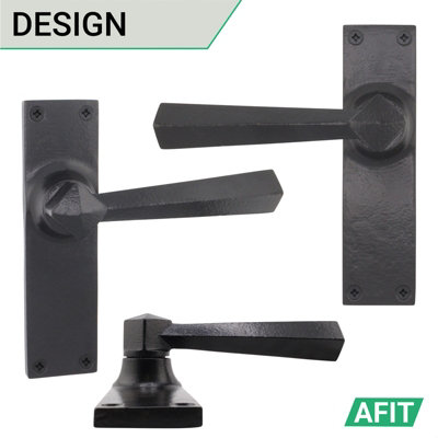 AFIT Black Iron Door Handles - 6 Pairs of Black Antique Internal Lever ...