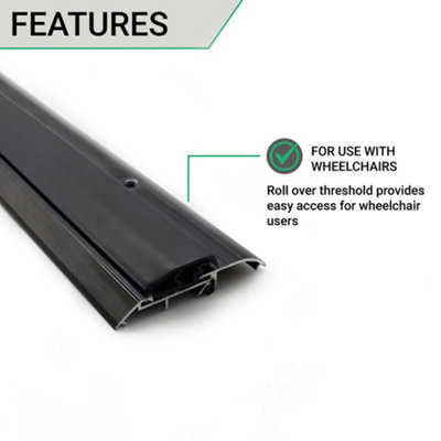 AFIT Black Roll Over Door Threshold Seal Draught Excluder - Inward and ...