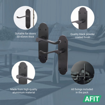 AFIT Black Scroll Door Handles Latch Set Pack of 1 Shaped Victorian ...