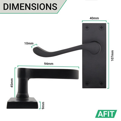 AFIT Black Scroll Door Handles Latch Set Pack of 4 Traditional ...