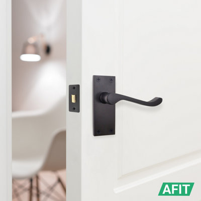 AFIT Black Scroll Door Handles Latch with Tubular Latch Set Pack of 5 ...