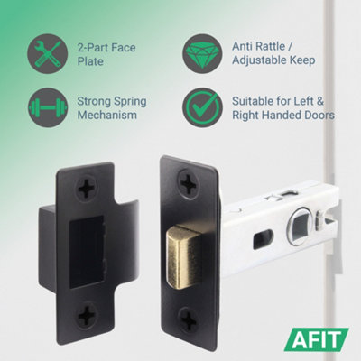 AFIT BLACK TUBULAR DOOR LATCH FOR INTERNAL DOORS - 76MM CASE 57MM ...