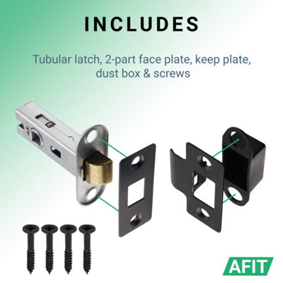 AFIT BLACK TUBULAR DOOR LATCH FOR INTERNAL DOORS - 76MM CASE 57MM ...