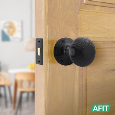 AFIT BLACK TUBULAR DOOR LATCH FOR INTERNAL DOORS - 76MM CASE 57MM ...