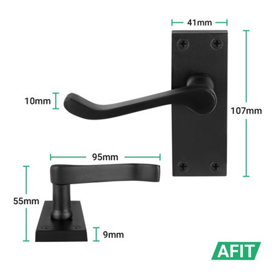 AFIT Black Victorian Scroll Door Handles - 5 Pairs of Matt Black ...