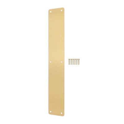 AFIT Brass Door Push Plate, 425 x 75mm with Radius Corners Satin Brass