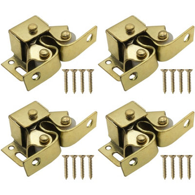 AFIT Brass Plated Twin Roller Catch 32 x 14.5mm - Pack of 4
