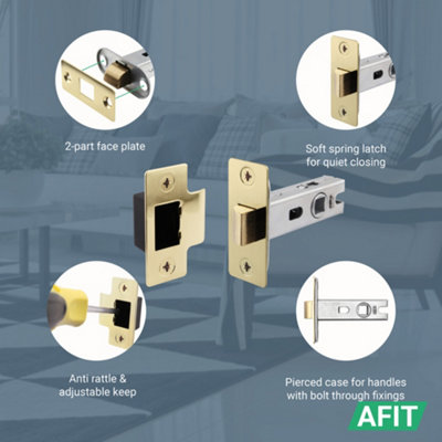 AFIT Brass Tubular Door Latch for Internal Doors - 2.5 Inch / 64mm ...