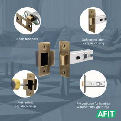 AFIT Brass Tubular Door Latch for Internal Doors - 2.5 Inch / 64mm ...