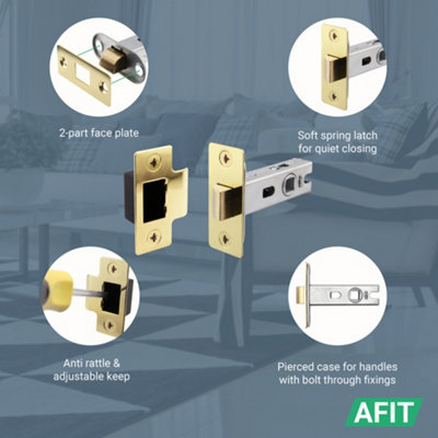 AFIT Brass Tubular Door Latch for Internal Doors - 3 Inch / 76mm - Pack ...