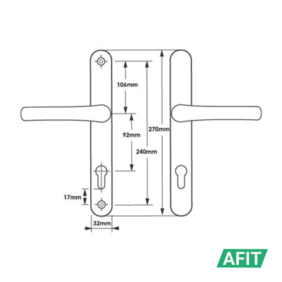 AFIT Brass UPVC Door Handles, Composite Front Door Handles, 92mm PZ ...