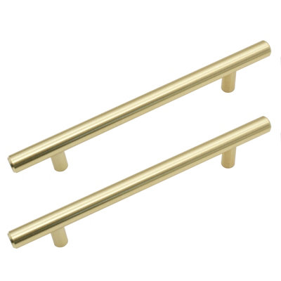 AFIT Brushed Gold T-Bar Cupboard D Handle - 220x12mm 160mm Centres - Pack of 2 | DIY at B&Q