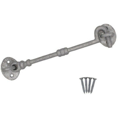 AFIT Cabin Hook Galvanised Cast Iron 200mm Heavy Duty French Stable Door Gate Hold Back with ...