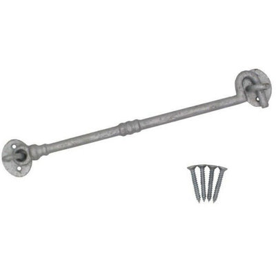 AFIT Cabin Hook Galvanised Cast Iron 300mm Heavy Duty French Stable Door Gate Hold Back with ...