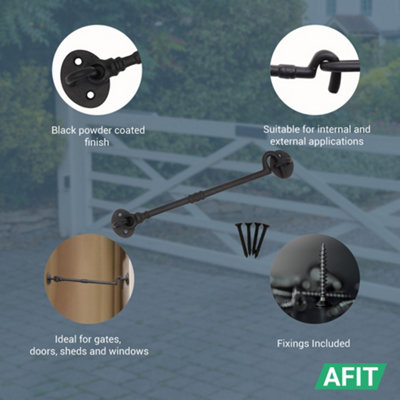 AFIT Cabin Hook PACK of 2 Black Cast Iron 250mm Heavy Duty French ...