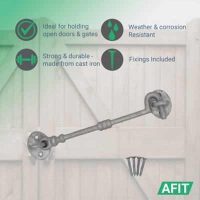 AFIT Cabin Hook PACK of 2 Galvanised Cast Iron 200mm Heavy Duty French ...