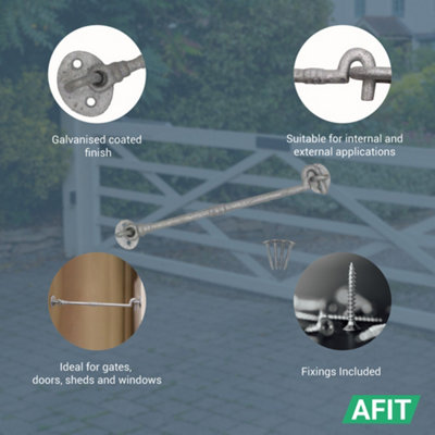 AFIT Cabin Hook PACK of 2 Galvanised Cast Iron 200mm Heavy Duty French ...