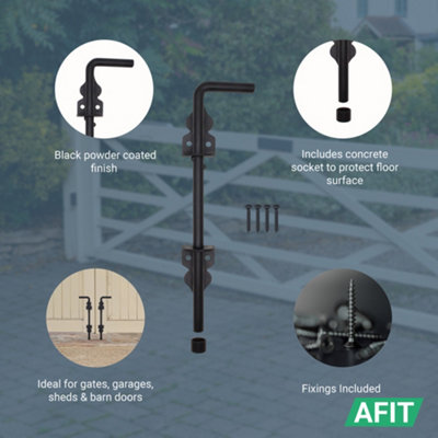 AFIT Cane Drop Down Bolt 12 Inch 300mm Black Cane Drop Bolt for Gates ...