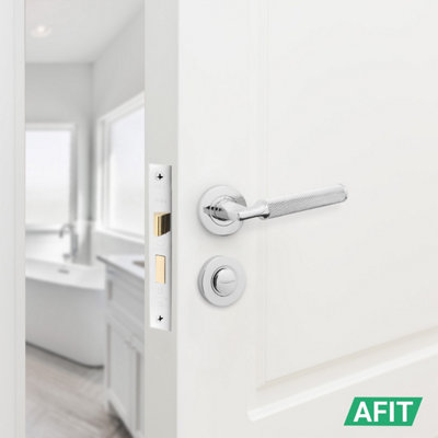 AFIT Chrome Door Handle Bathroom Set Polished Chrome Internal 76mm ...