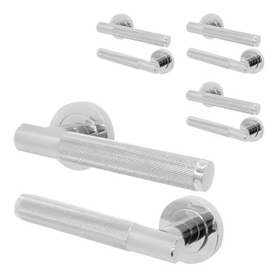 AFIT Chrome Door Handle Polished Chrome Internal Lever on Rose Vuori ...