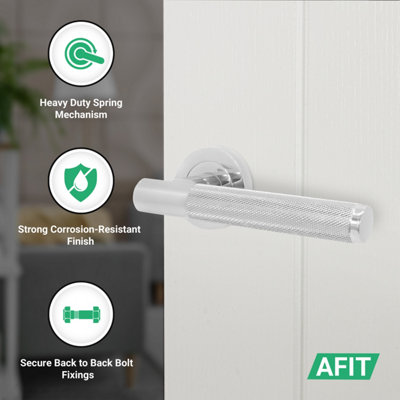 AFIT Chrome Door Handle Polished Chrome Internal Lever on Rose Vuori ...