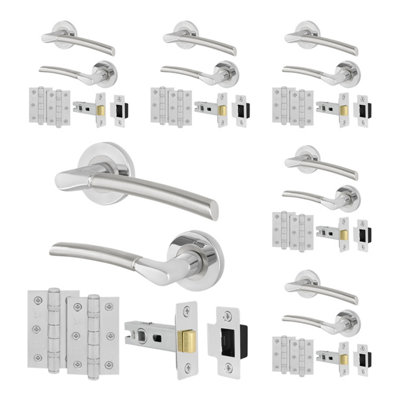 AFIT Chrome Door Handle With Satin Nickel Feature Lever for Internal ...