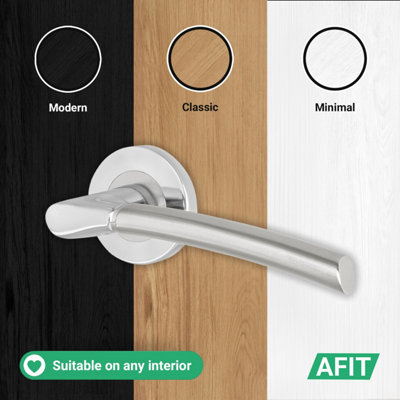 AFIT Chrome Door Handle With Satin Nickel Feature Lever for Internal ...
