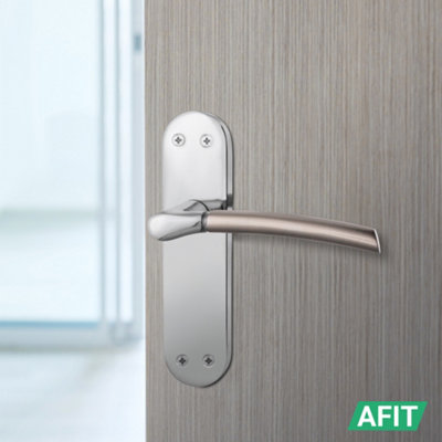 AFIT Chrome Door Handle With Satin Nickel Feature Lever Pack 4 Internal ...