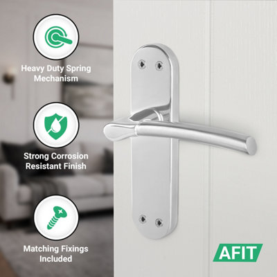 AFIT Chrome Door Handle With Satin Nickel Feature Lever Pack 6 Internal ...