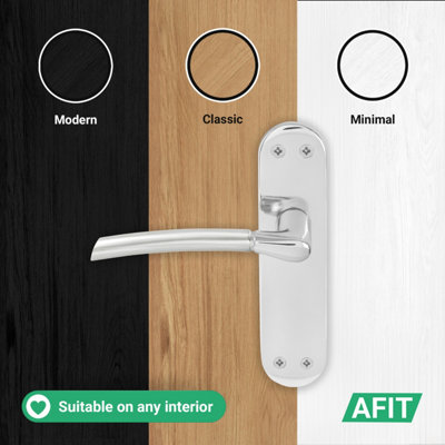 AFIT Chrome Door Handle With Satin Nickel Feature Lever Pack 6 Internal ...