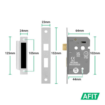 AFIT Chrome Door Handle With Satin Nickel Feature Lock Set Internal ...
