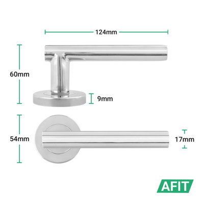 AFIT Chrome Door Handles Round Rose with Latch and Hinges T-Bar 5 Pair ...